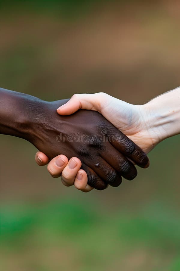 Interracial Handshake Symbolizing Unity and Diversity Stock Photo ...