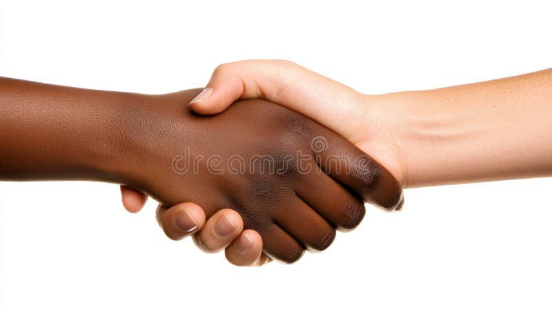 Interracial Handshake on White Background. Symbol of Respect and Unity ...