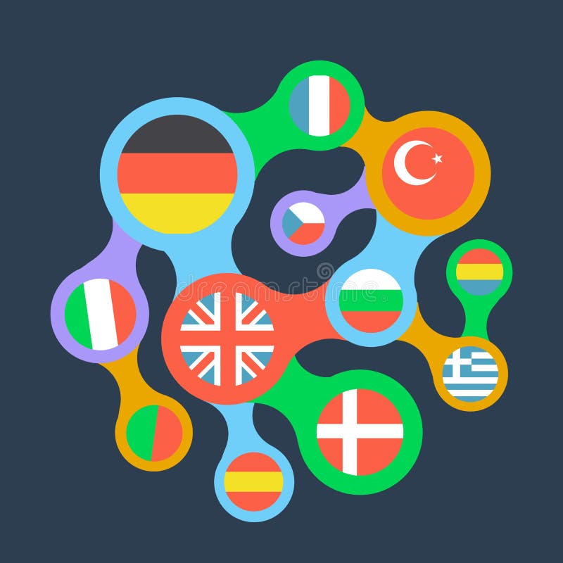 Interrelated Flags Countries Icon Stock Illustration - Illustration of ...