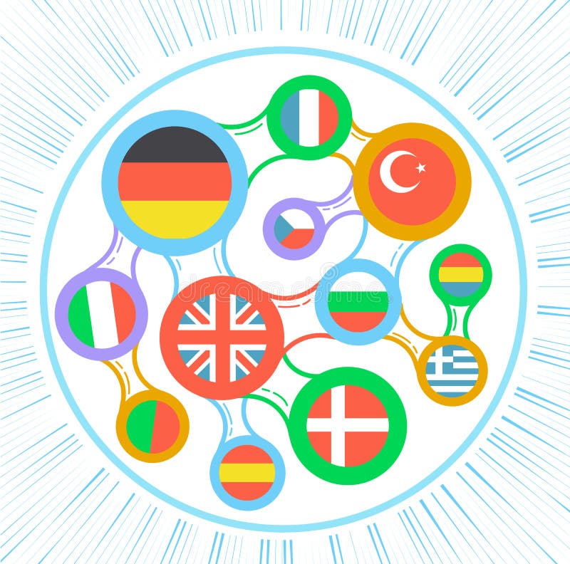 Interrelated Flags Countries Icon Stock Illustration - Illustration of ...