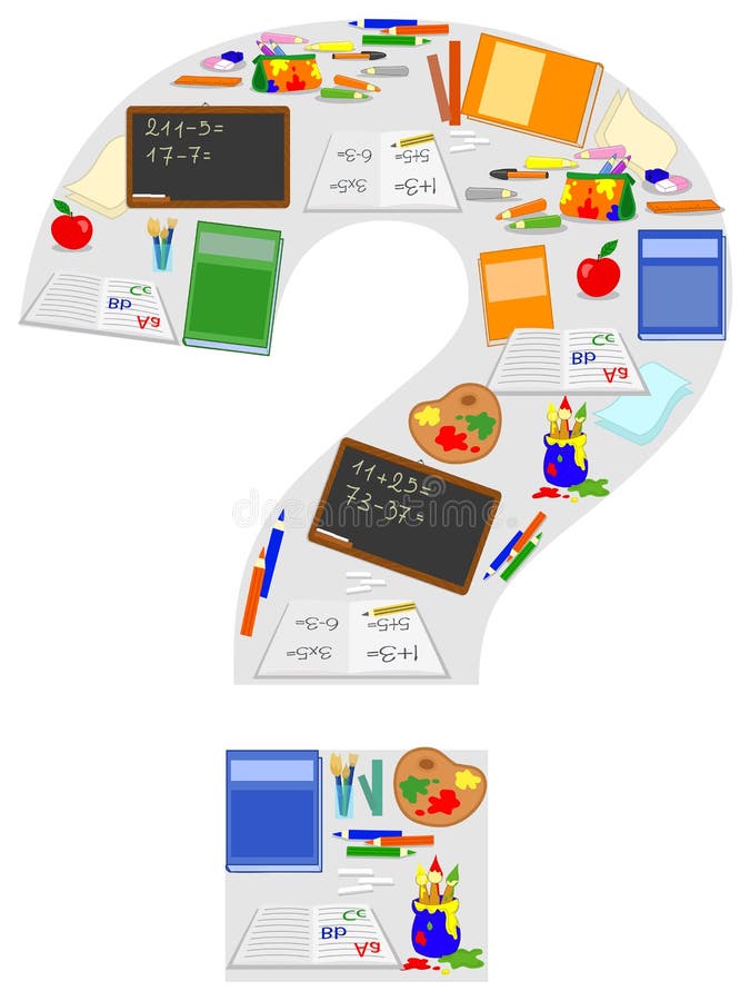 Interrogation Mark with School Objects Vector Stock Vector ...