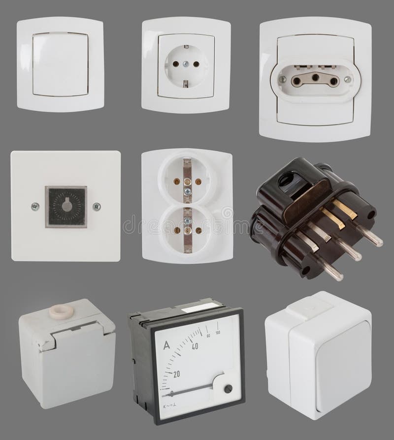 Enchufes e interruptores foto de archivo. Imagen de equipo - 119493638