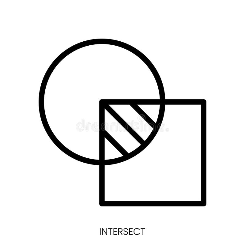 Intersect Icon. Line Art Style Design Isolated on White Background ...