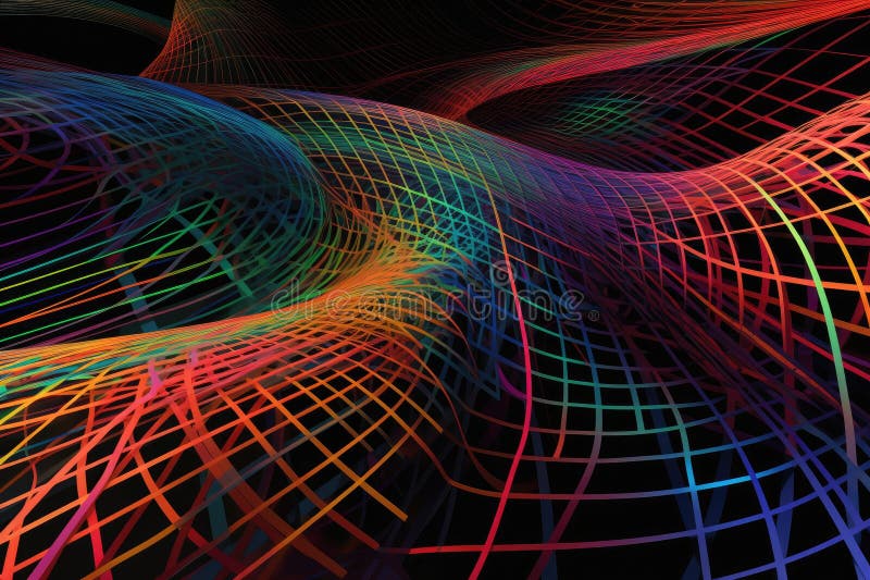 Intersecting Lines In Vibrant Colors Creating A Distorted Grid Pattern