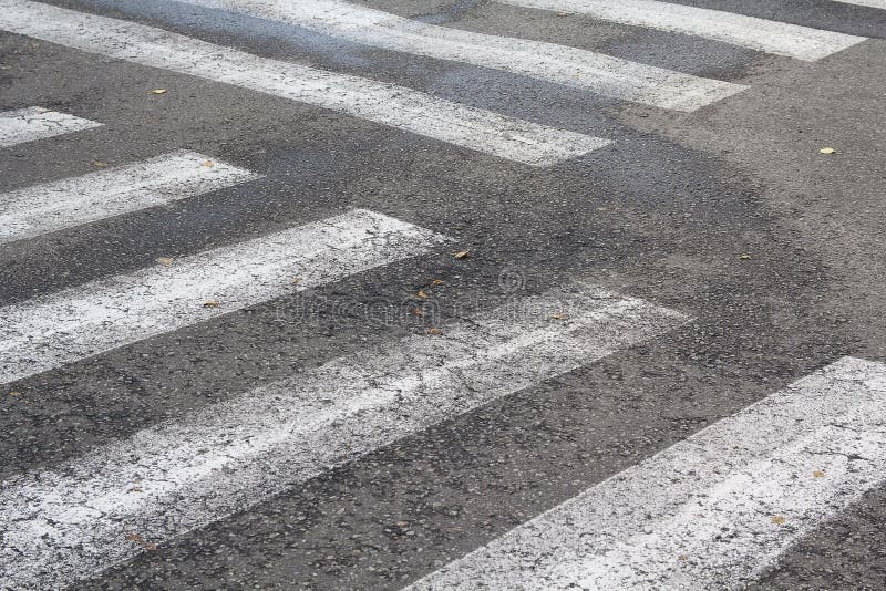 On The Pavement Marking. Rough Intermittent White Line. Stock Photo ...
