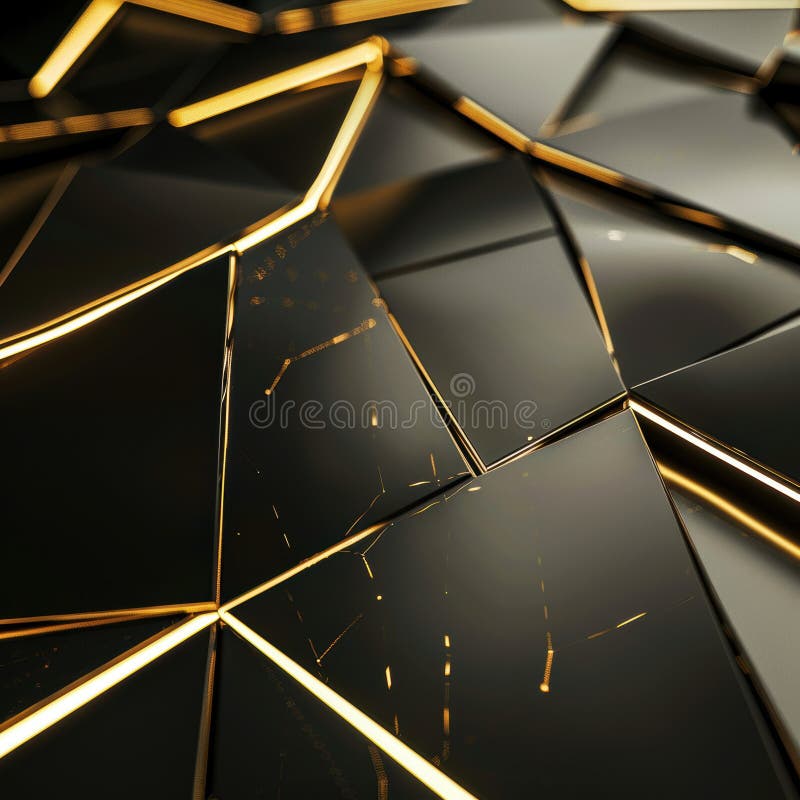Intersecting Metallic Polygons with Glowing Edges Stock Illustration ...