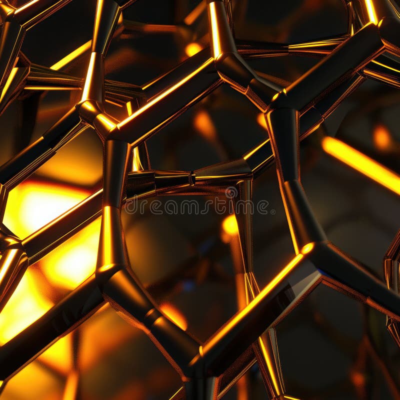 Intersecting Metallic Polygons with a Glowing Effect Stock Illustration ...
