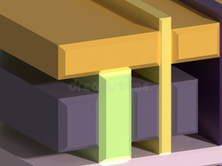 Intersecting Multicolored Blocks, 3D Rendering Illustration Stock ...