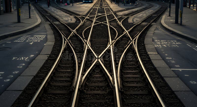 Intersecting Railroad Tracks Convergence Creates a Junction and ...