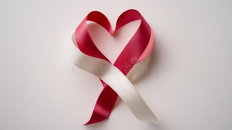 Intersecting Red and White Ribbons in Heart Shape AR 169 Stock ...
