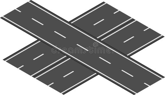 Intersecting Roads Forming an X Shape with White Lane Markings on a ...