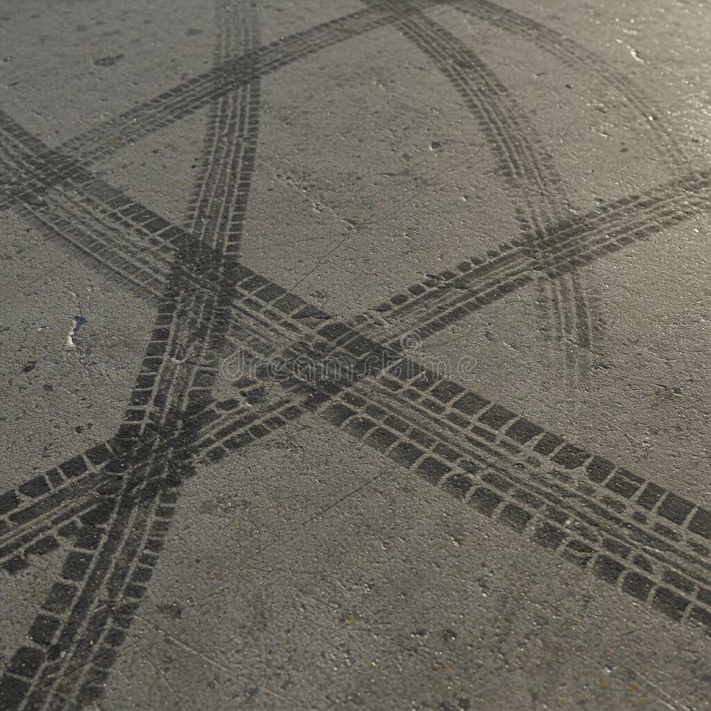 Intersecting Tire Tracks on a Gray Asphalt Surface. the Overlapping ...