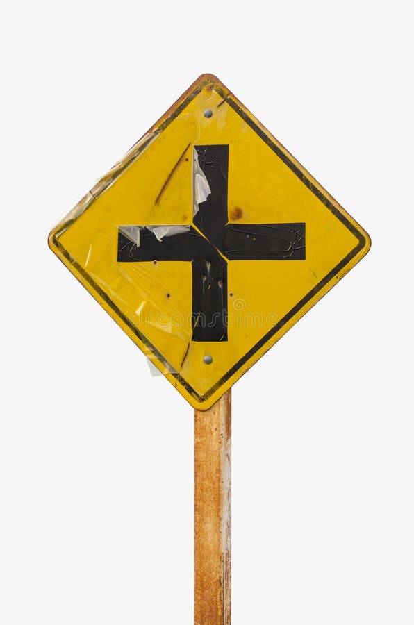 Intersection Ahead Warning of Street Sign Stock Image - Image of ...