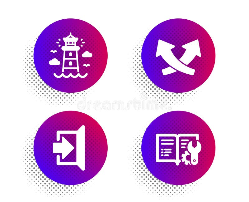 Intersection Arrows, Exit and Lighthouse Icons Set. Engineering ...