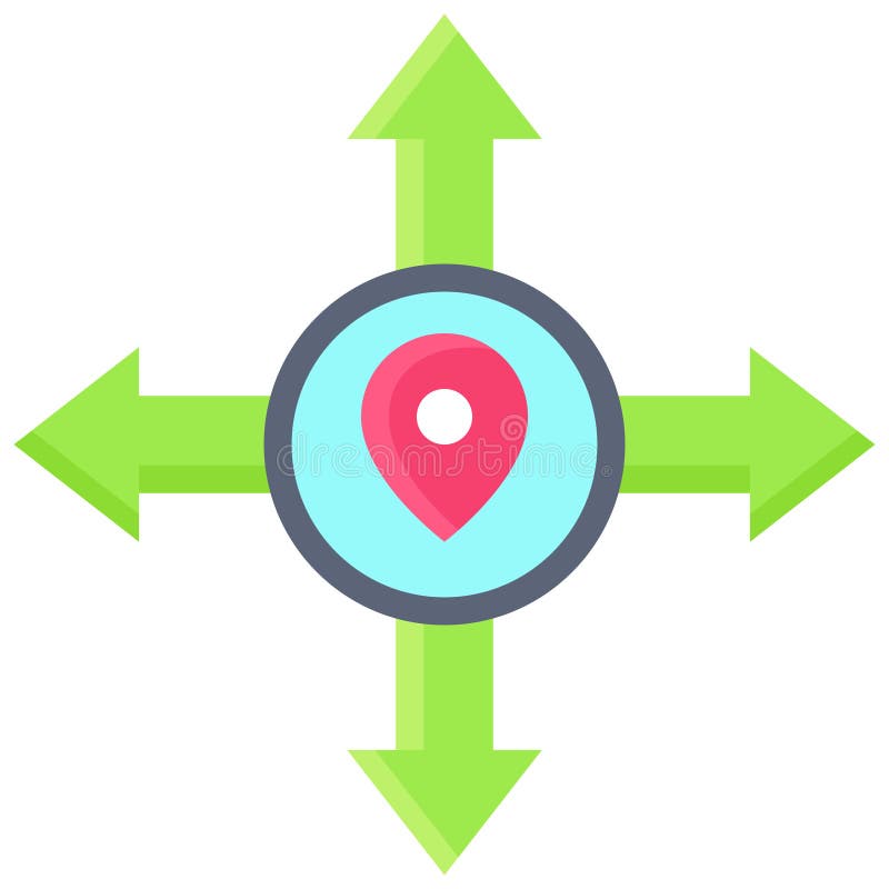 Intersection Arrows Icon, Location Map and Navigation Vector Stock ...