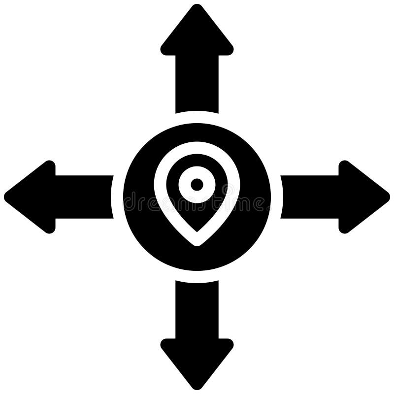 Intersection Arrows Icon, Location Map and Navigation Vector Stock ...