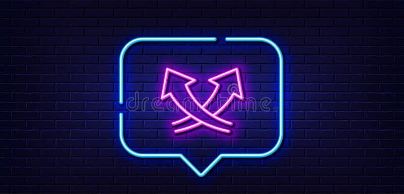 Intersection Arrows Line Icon. Exchange and Turn, Cross Sign. Neon ...