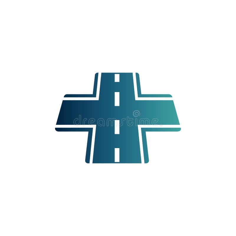 Intersection Asphalt Road Gradient Icon Stock Vector - Illustration of ...