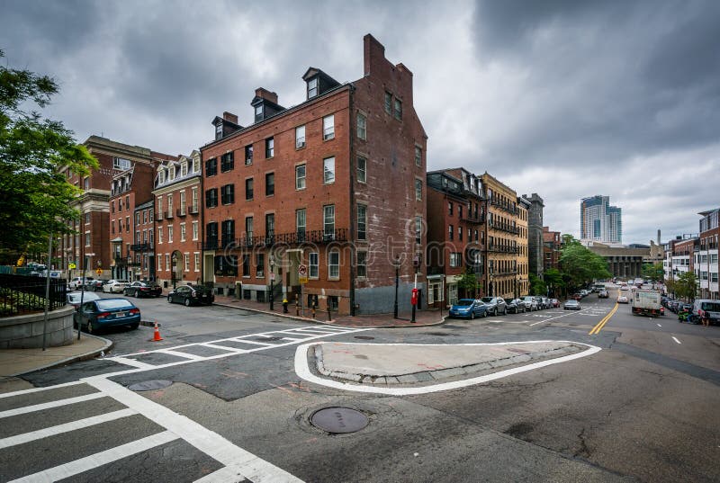 Intersection in Beacon Hill, Boston, Massachusetts. Editorial Stock ...