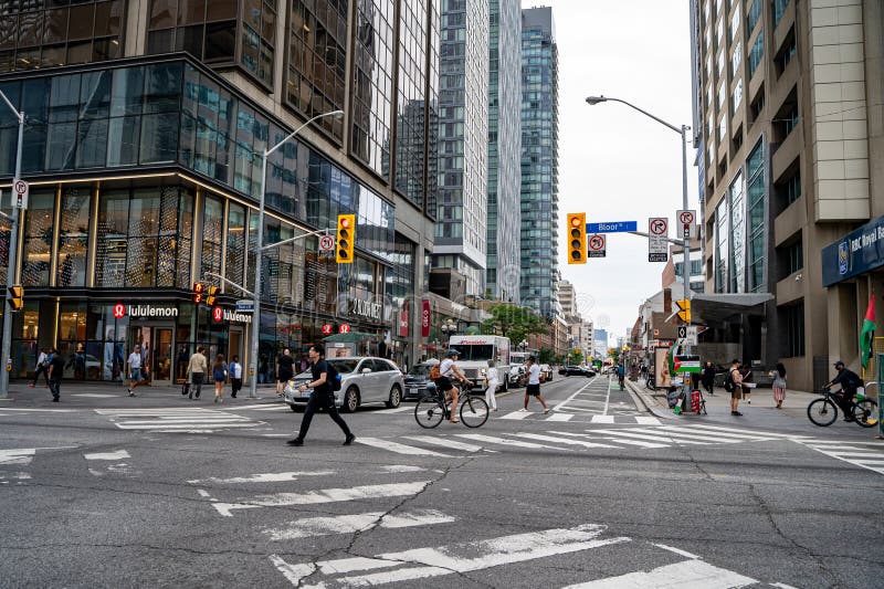 The Intersection of Bloor Street and Yonge Street in Toronto. Editorial ...