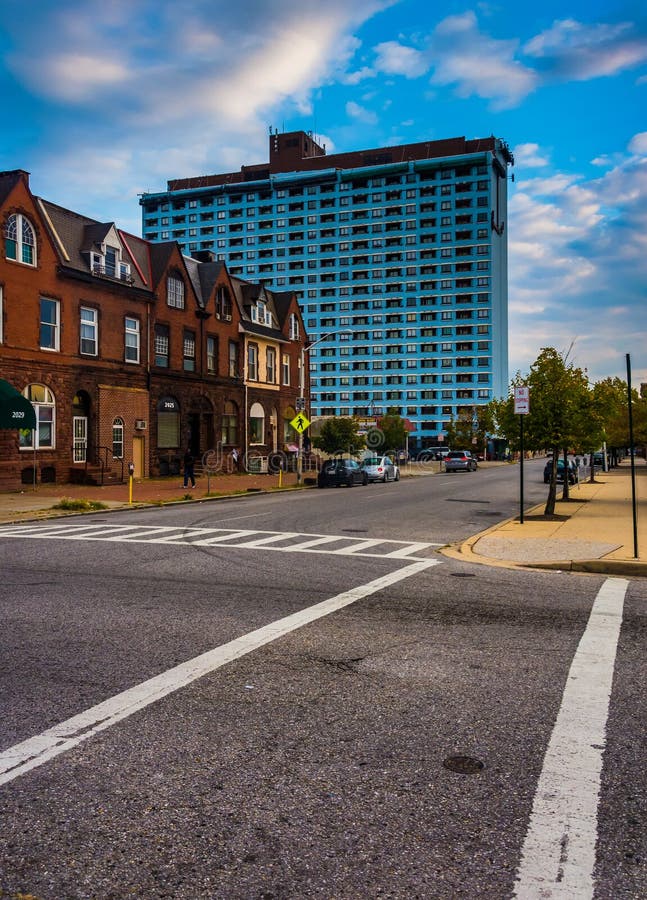 Intersection and Buildings in Baltimore, Maryland. Stock Photo - Image ...