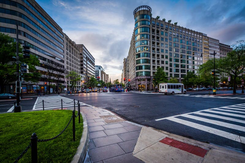 Intersection and Buildings at McPherson Square, in Washington, D ...