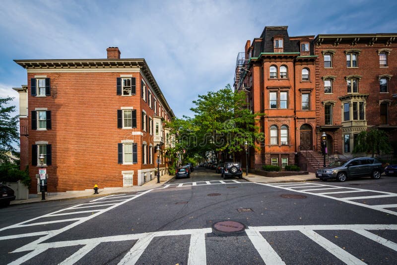 Intersection and the Bunker Hill Monument, in Bunker Hill, Charlestown ...