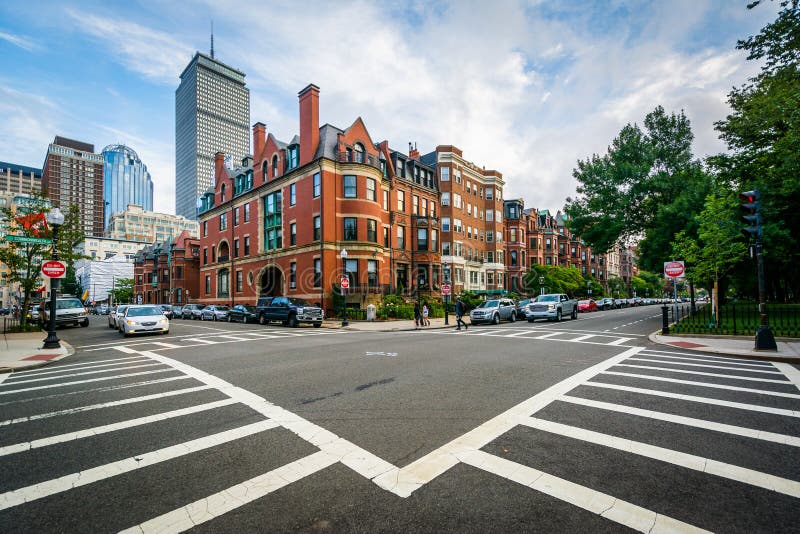 Intersection and Crosswalks in Back Bay, Boston, Massachusetts ...