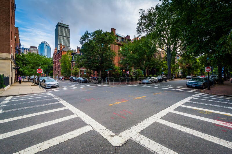 Crosswalks and Intersection at Night, in Boston, Massachusetts ...