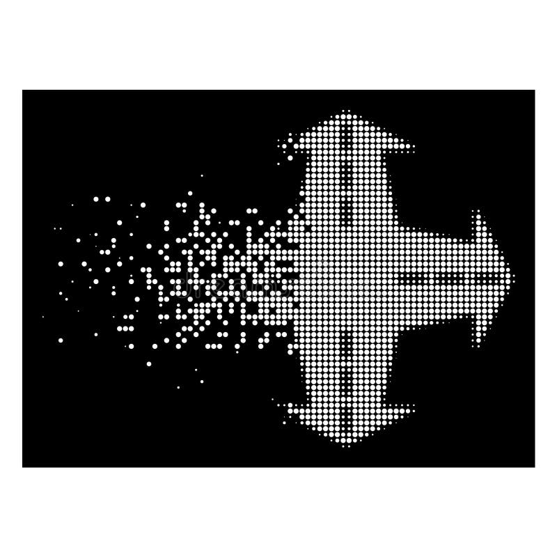 White Fractured Dot Halftone Intersection Directions Icon Stock Vector ...