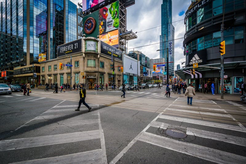 The Intersection of Dundas Street and Bay Street, in Toronto, on ...