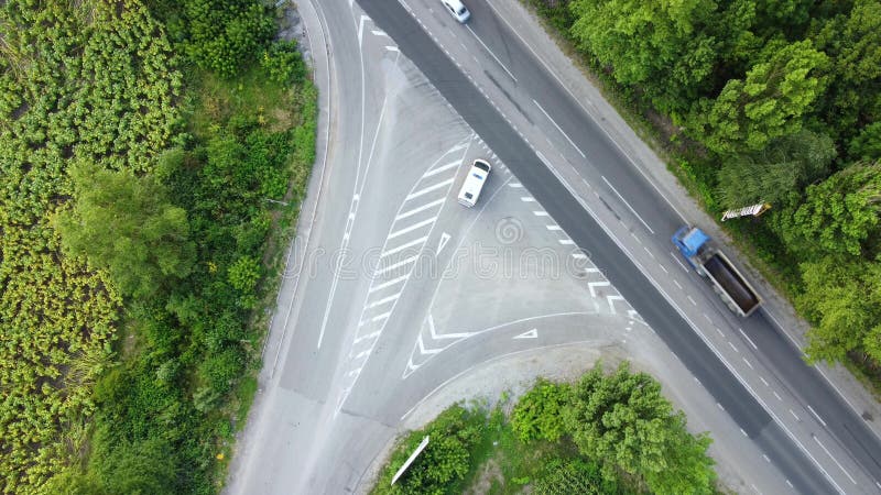 Intersection with Exit on the Road of High Risk. Motorway for High ...