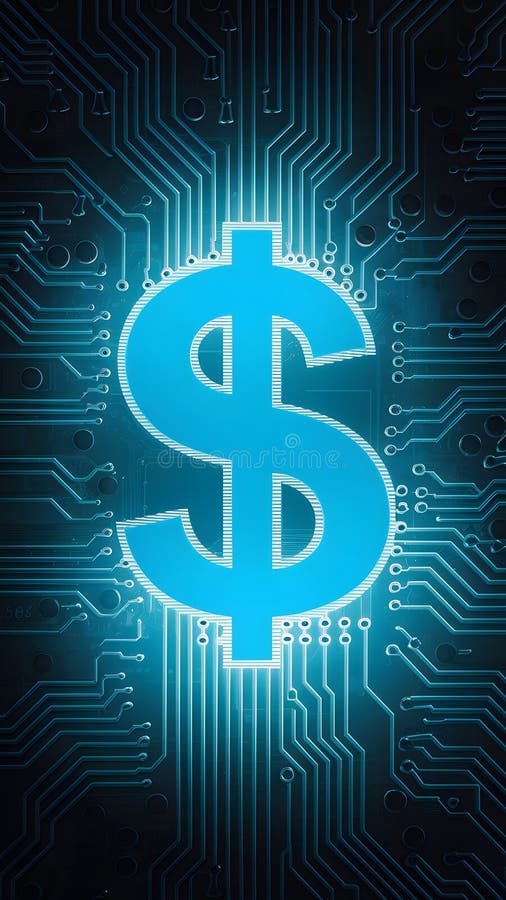 Intersection of Finance and Technology Shown by Blue Dollar Sign on ...