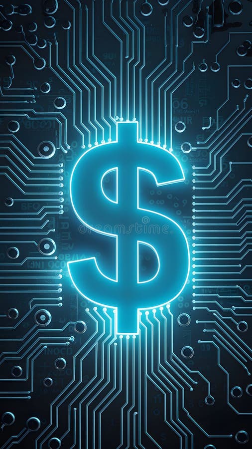Intersection of Finance and Technology Shown by Blue Dollar Sign on ...