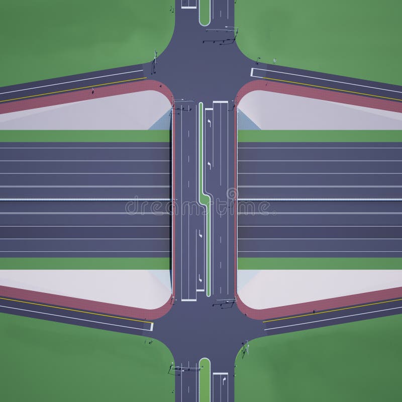 Intersection of Highway with a Bridge Stock Illustration - Illustration ...