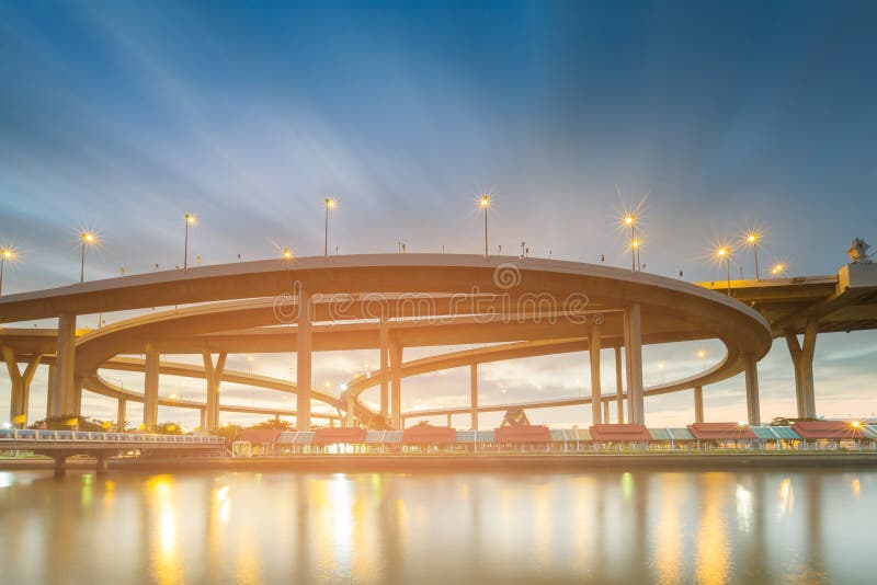 Intersection Highway with Moving Cloud River Front Stock Photo - Image ...