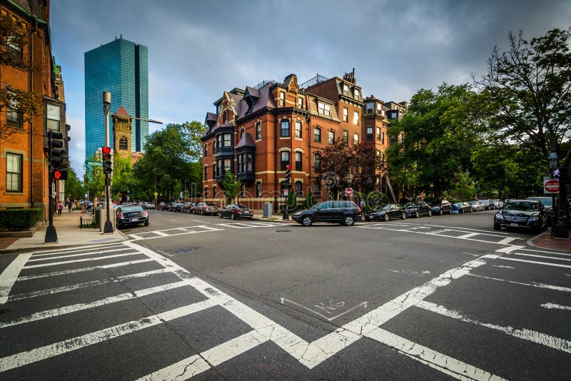 Intersection and Historic Buildings in Back Bay, Boston, Massachusetts ...