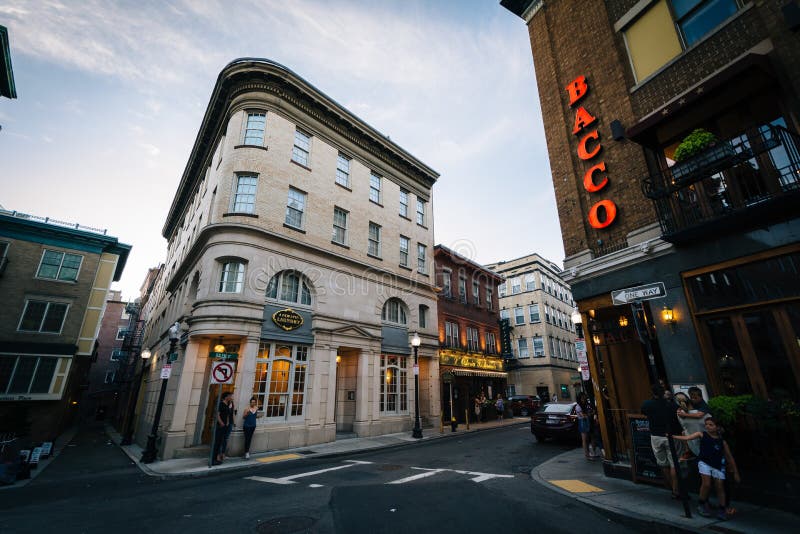 Intersection and Historic Buildings in the North End of Boston ...