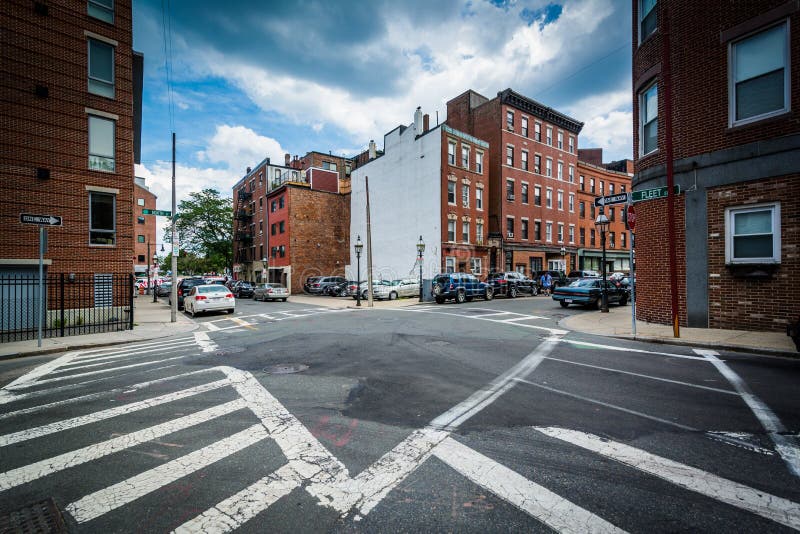 Intersection And Historic Buildings In The North End Of Boston ...