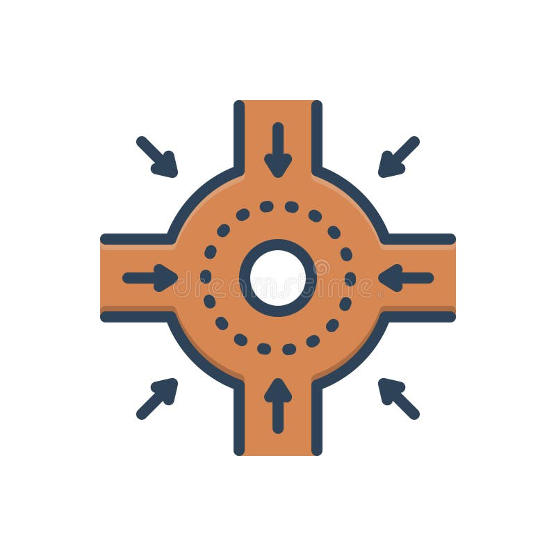Color Illustration Icon for Intersection, Crossroad and Point Stock ...