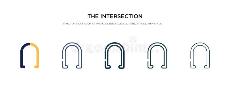 The Intersection of Icon in Different Style Vector Illustration. Two ...