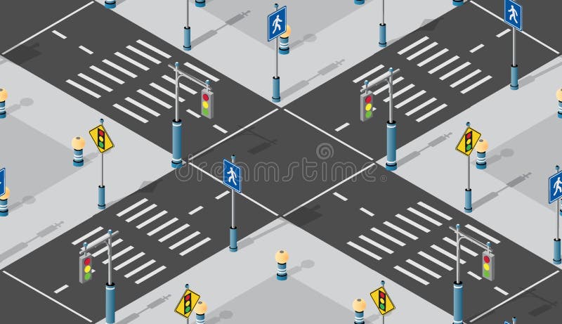 Intersection Isometric Seamless Stock Vector - Illustration of plan ...