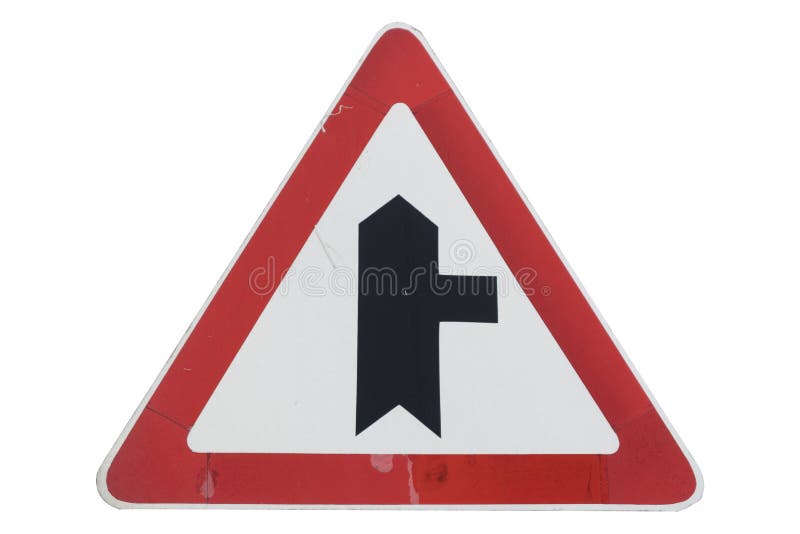 Intersection Road Sign Isolated on White. Stock Vector - Illustration ...
