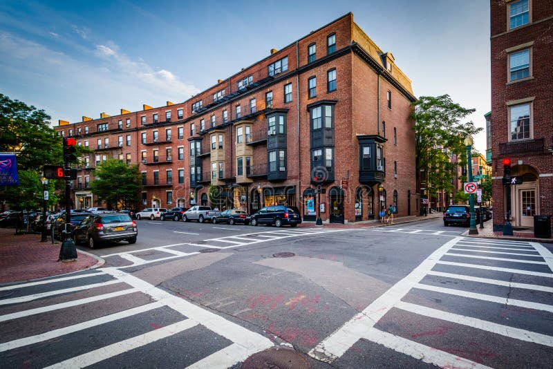 Intersection and Old Buildings in Beacon Hill, Boston, Massachusetts ...