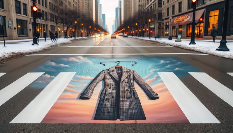 An Intersection with Painted Crosswalk Art Featuring a Custom D Stock ...