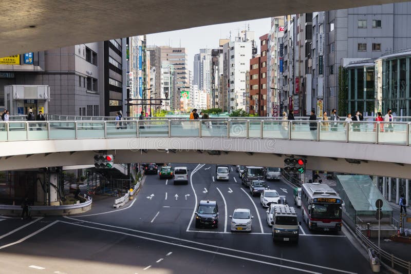 Intersection with Pedestrian Overpasses in Shibuya, Tokyo, Japan ...