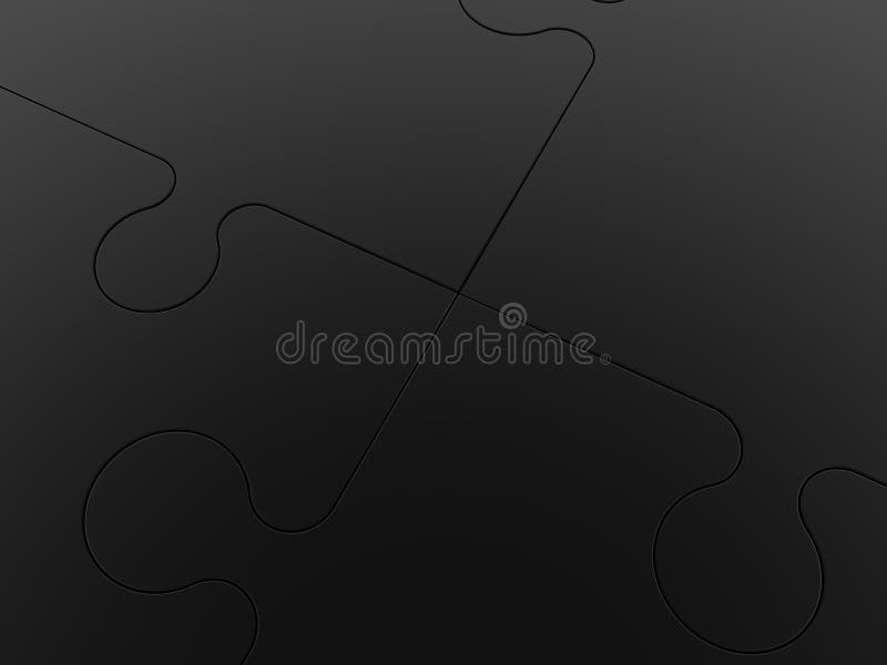 Intersection of Puzzle Pieces in Black Close-up Stock Illustration ...