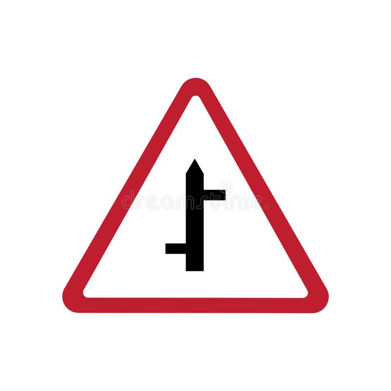 Intersection Right Left Traffic. Road Sign. Warning Icon. Triangular ...