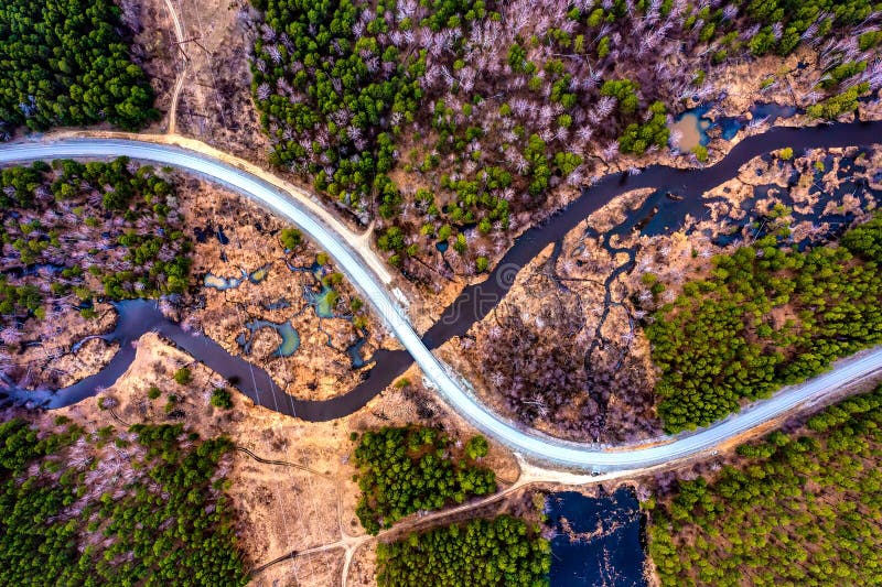Intersection of a Road and a River in the Form of an Infinity Sign ...