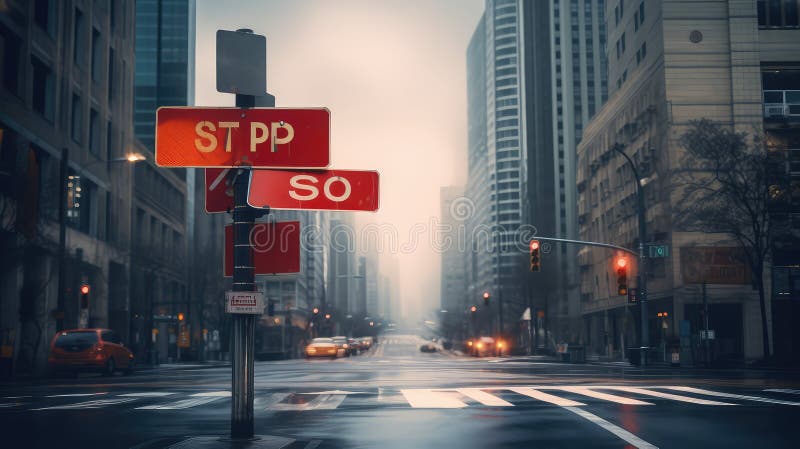 Intersection road sign stock illustration. Illustration of generated ...